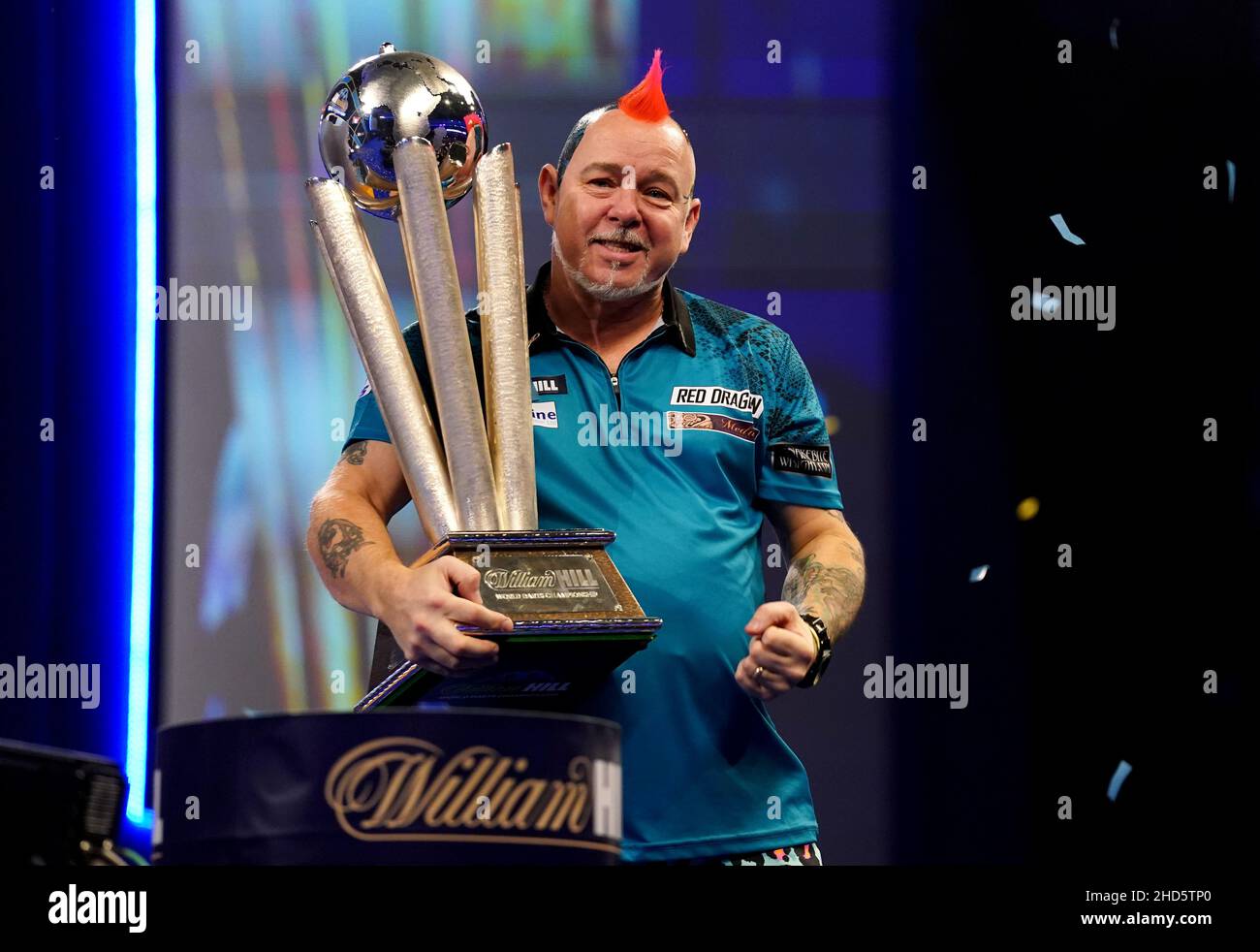 Peter Wright with the Sid Waddell Trophy after victory against Michael ...
