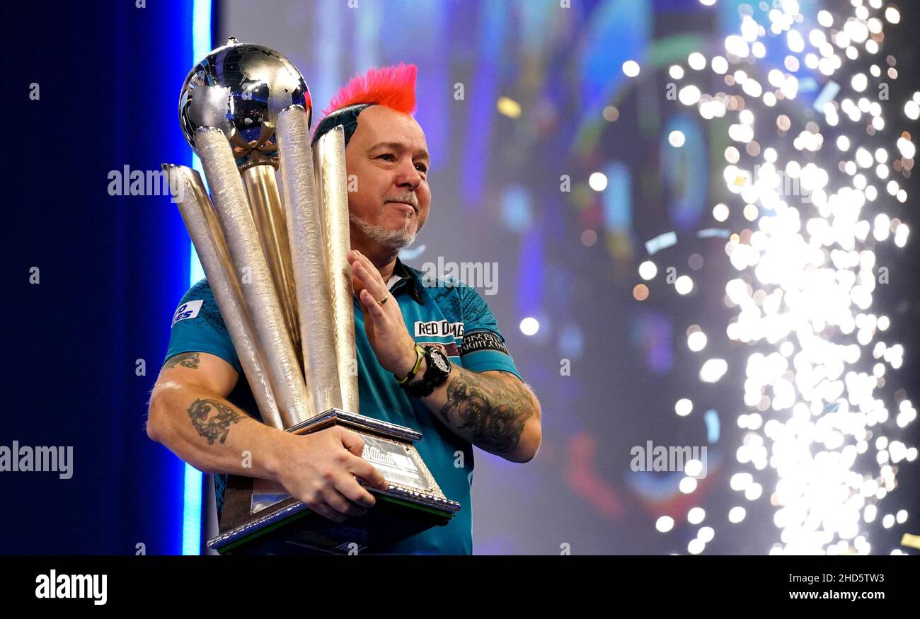 Peter Wright with the Sid Waddell Trophy after victory against Michael ...