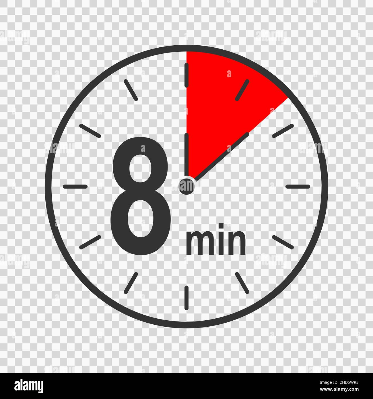 Clock Icon With 8 Minute Time Interval Countdown Timer Or Stopwatch