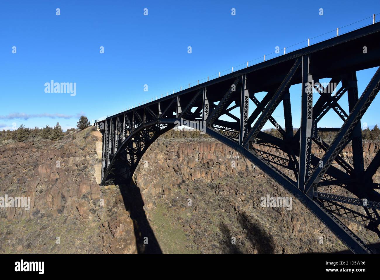 The 1911 steel Crooked River Railroad Bridge seen from the Peter Skene ...