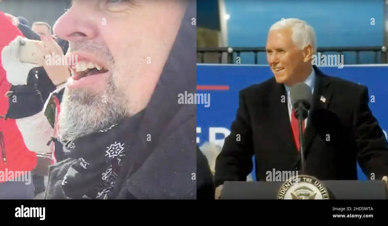 2020: THE DUMPSTER FIRE, from left: Rod Webber, Vice President Mike ...