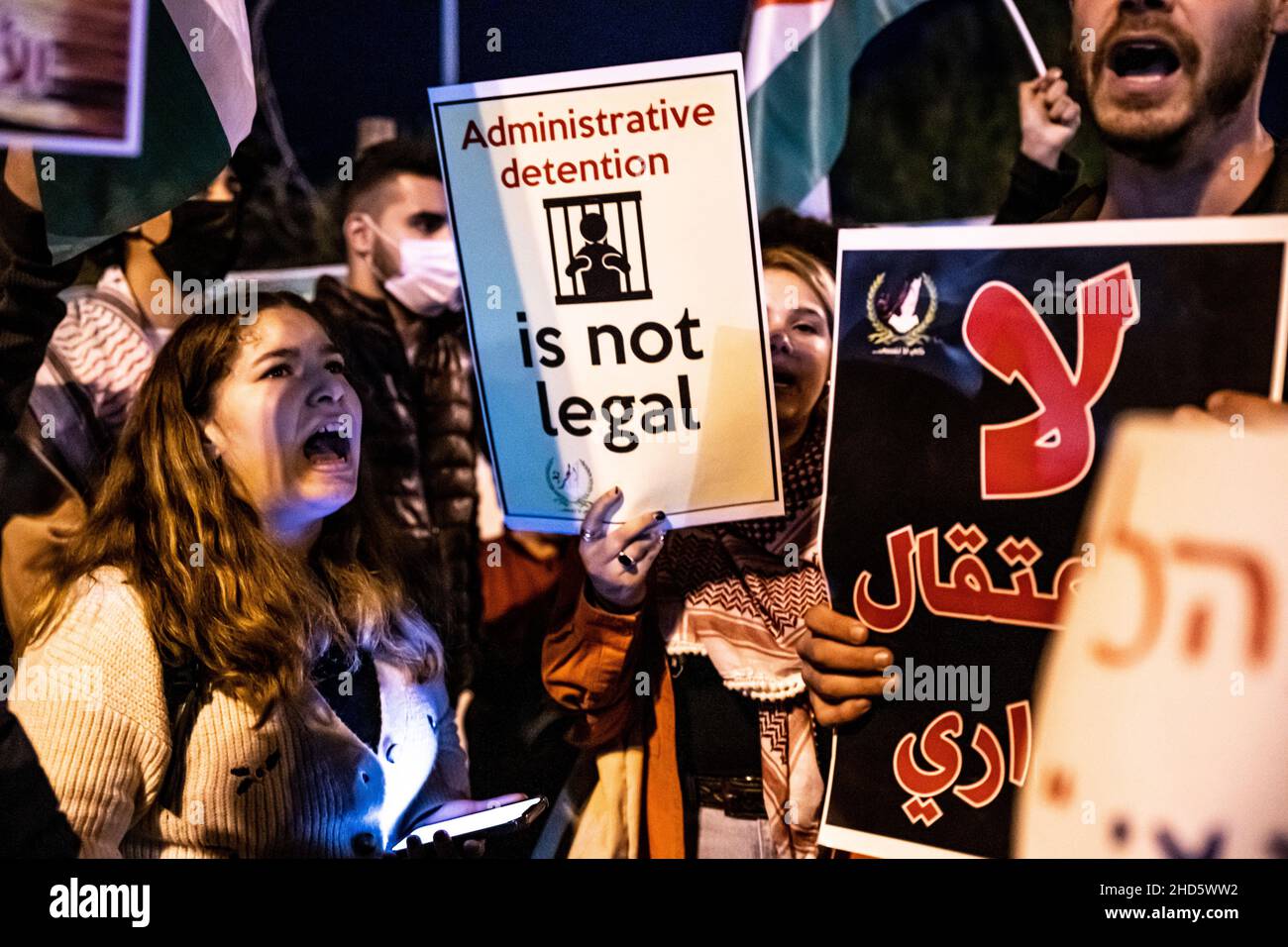 Israel. 03rd Jan, 2022. Israeli Arab and Jews protest in front of ...