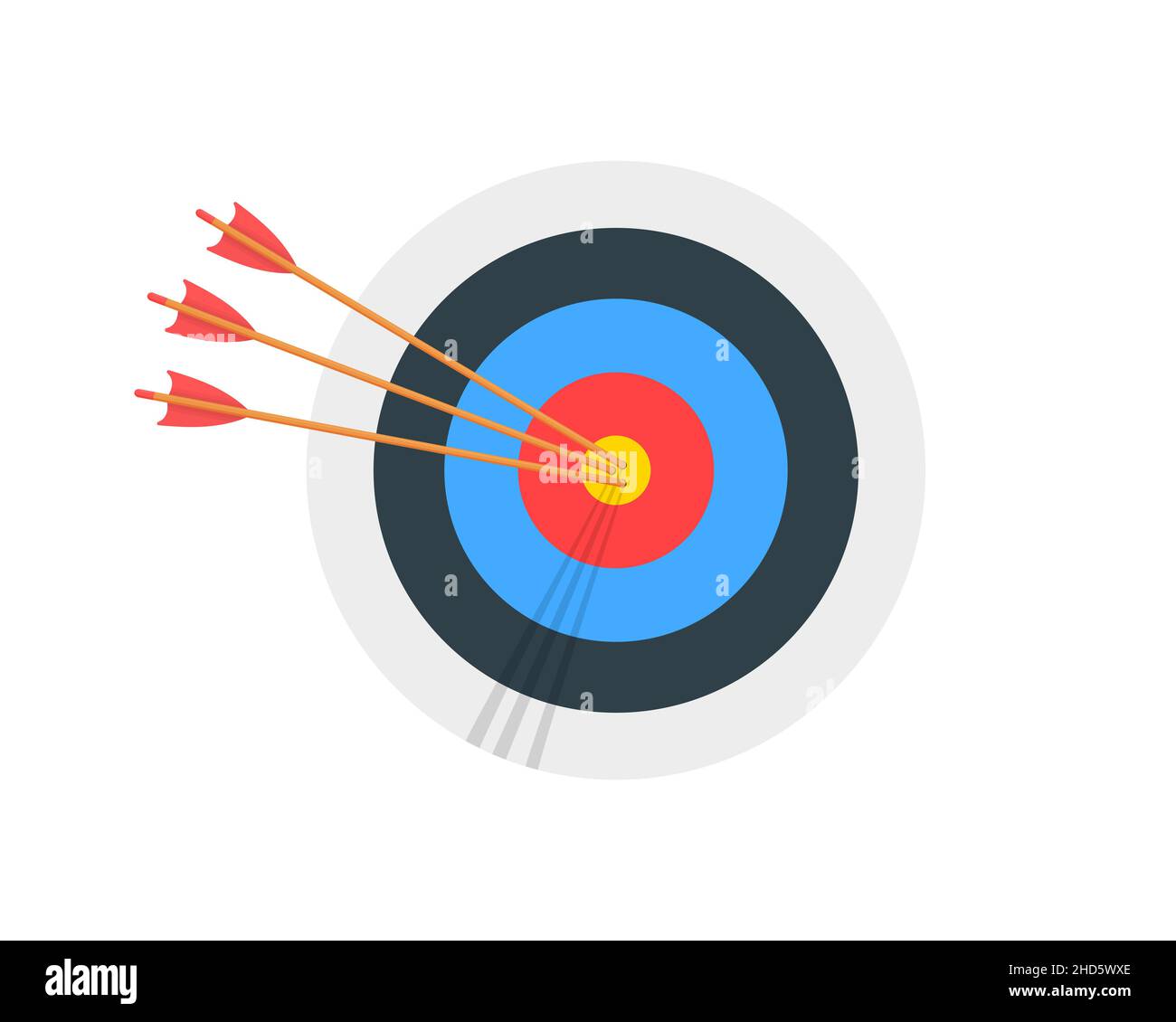 Archery target ring with three arrows hitting bullseye. Round shaped ...