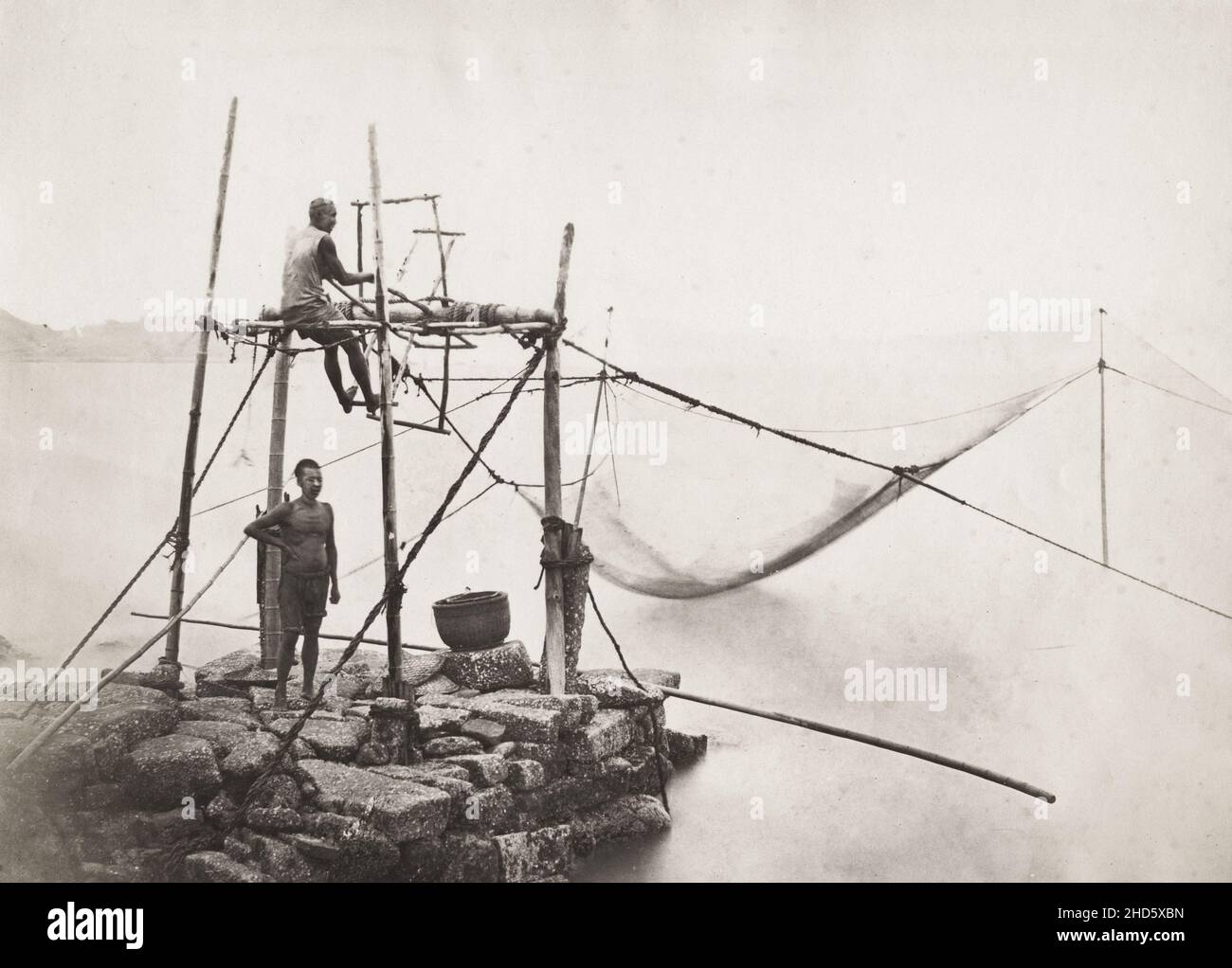 Vintage late 19th century photograph: Chinese fishermen and their ...