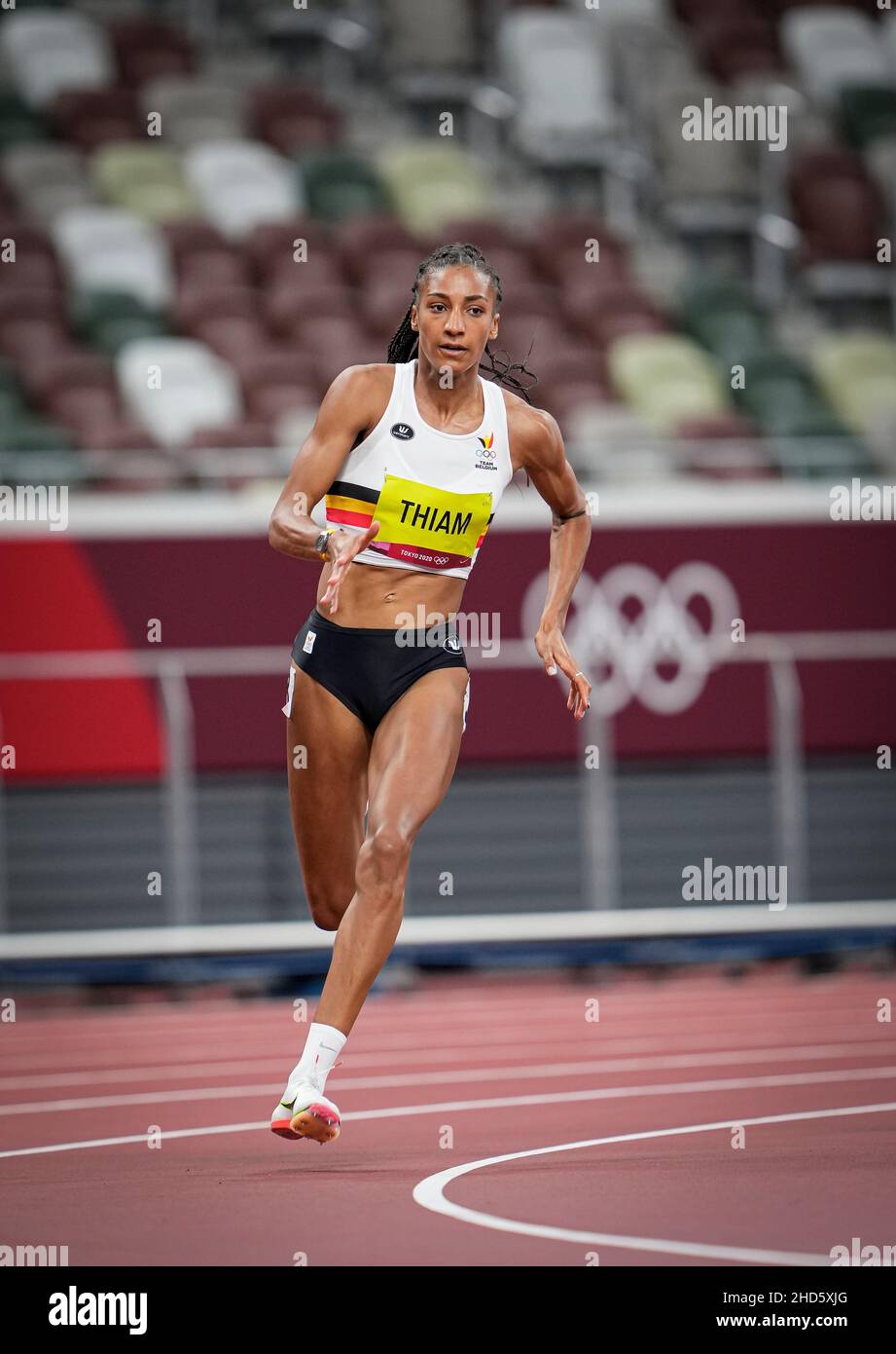 Nafissatou Thiam participating in the 200 meter of the heptathlon at ...
