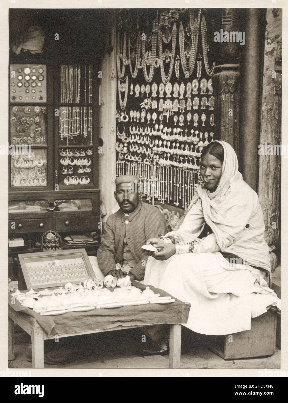 Vintage early 20th century photograph: Jewellers, Jewellery shop, Simla ...