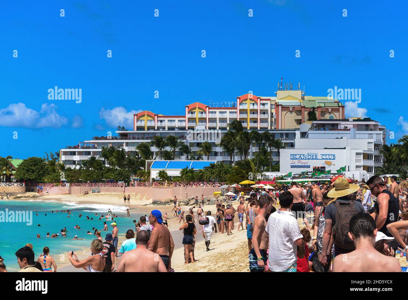Maho Beach, Saint Maarten - March 2, 2017: Maho Beach is a popular ...