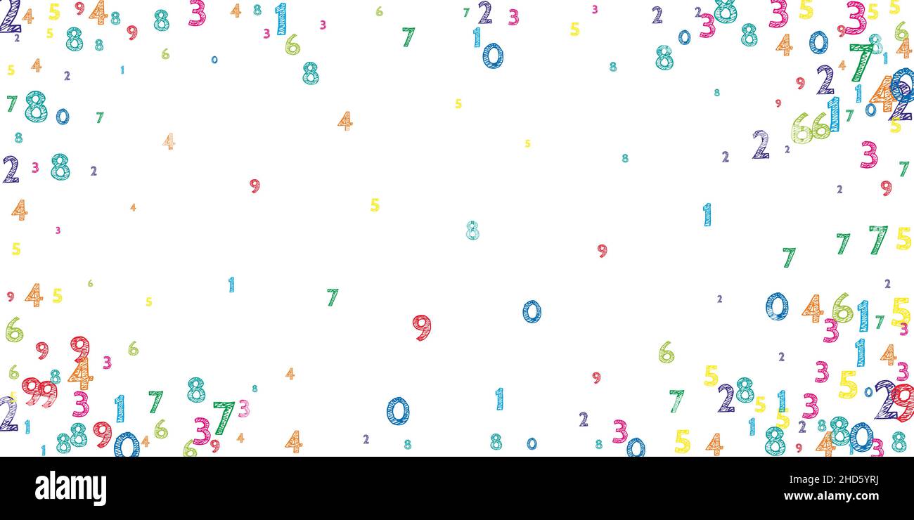 Falling colorful orderly numbers. Math study concept with flying digits ...