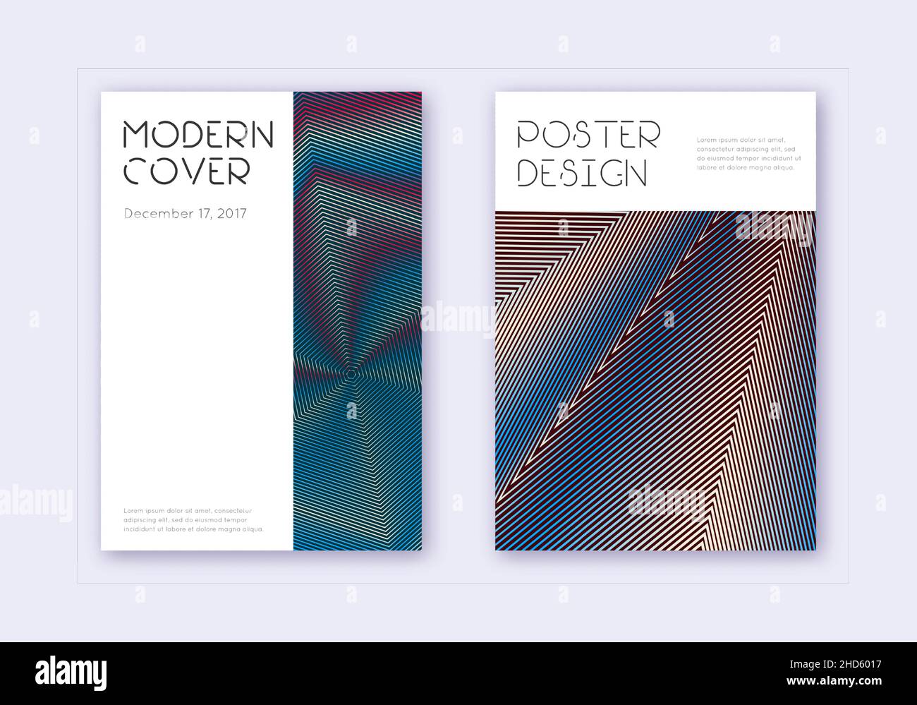 Minimal cover design template set. Red white blue abstract lines on ...