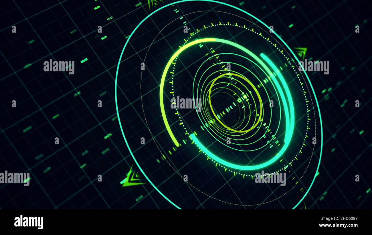 Future interface of modern targeting system during working process, seamless loop. Abstract ...