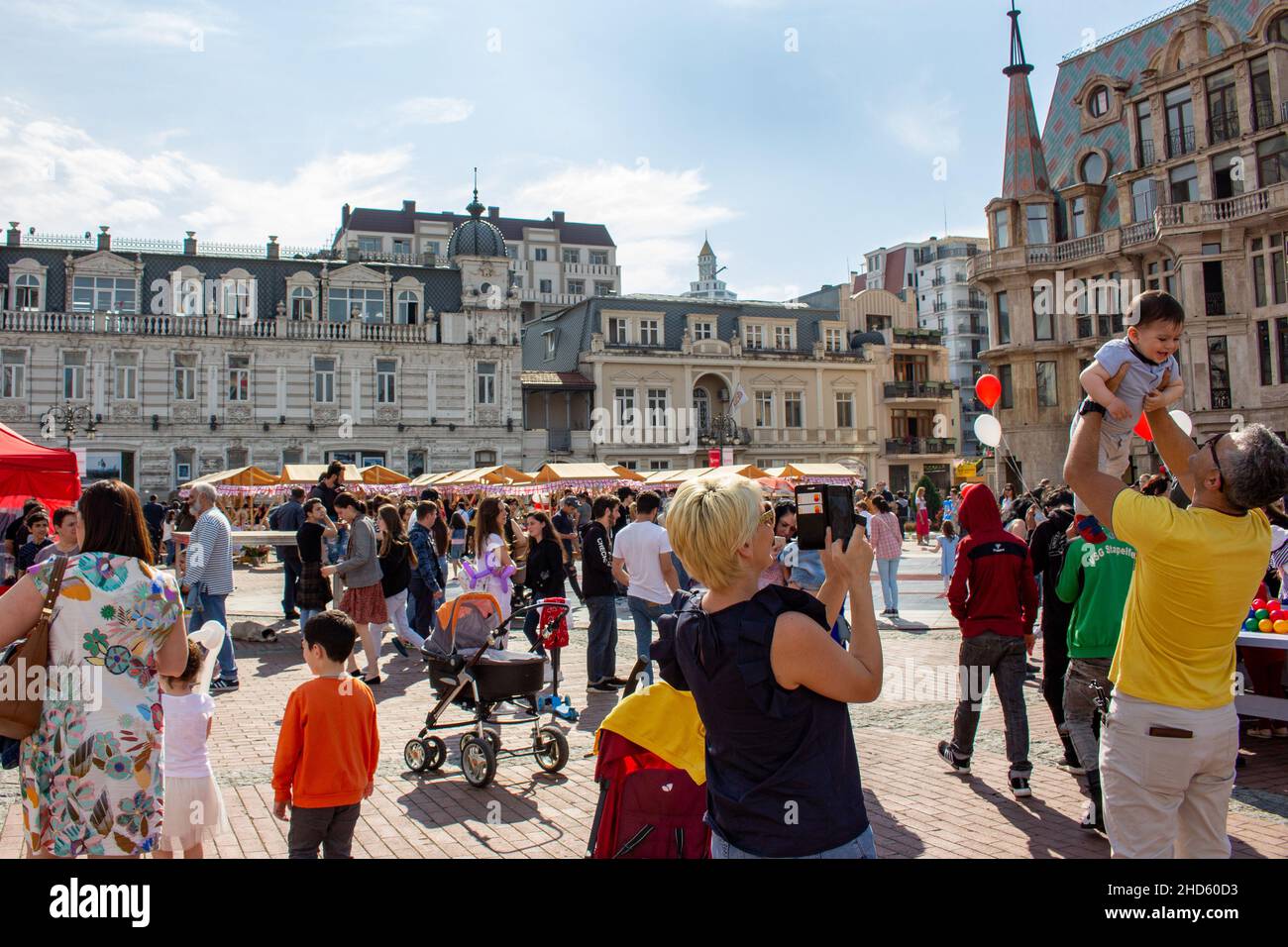 People celebrating 26 May Georgia Independence Day at city square Stock ...