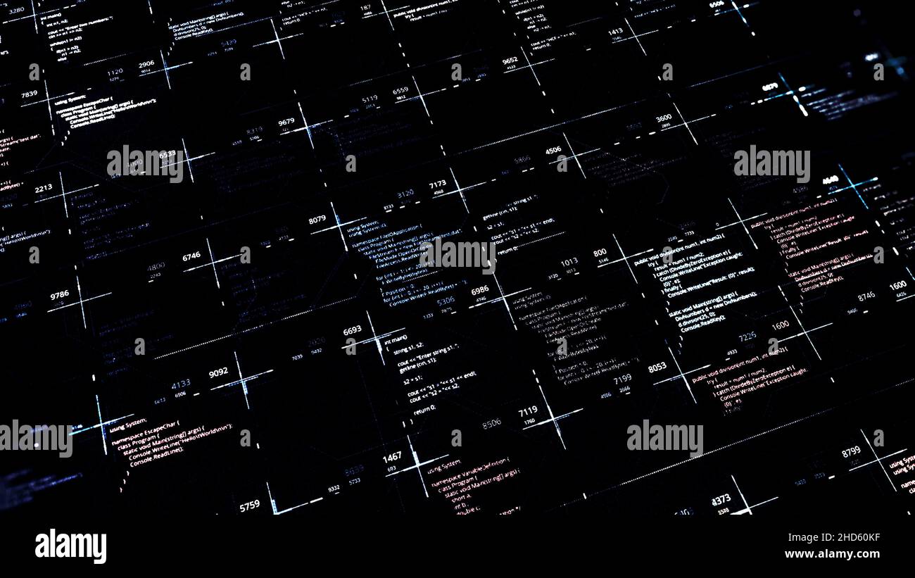 Cyber crime in progress background with code information being stolen ...