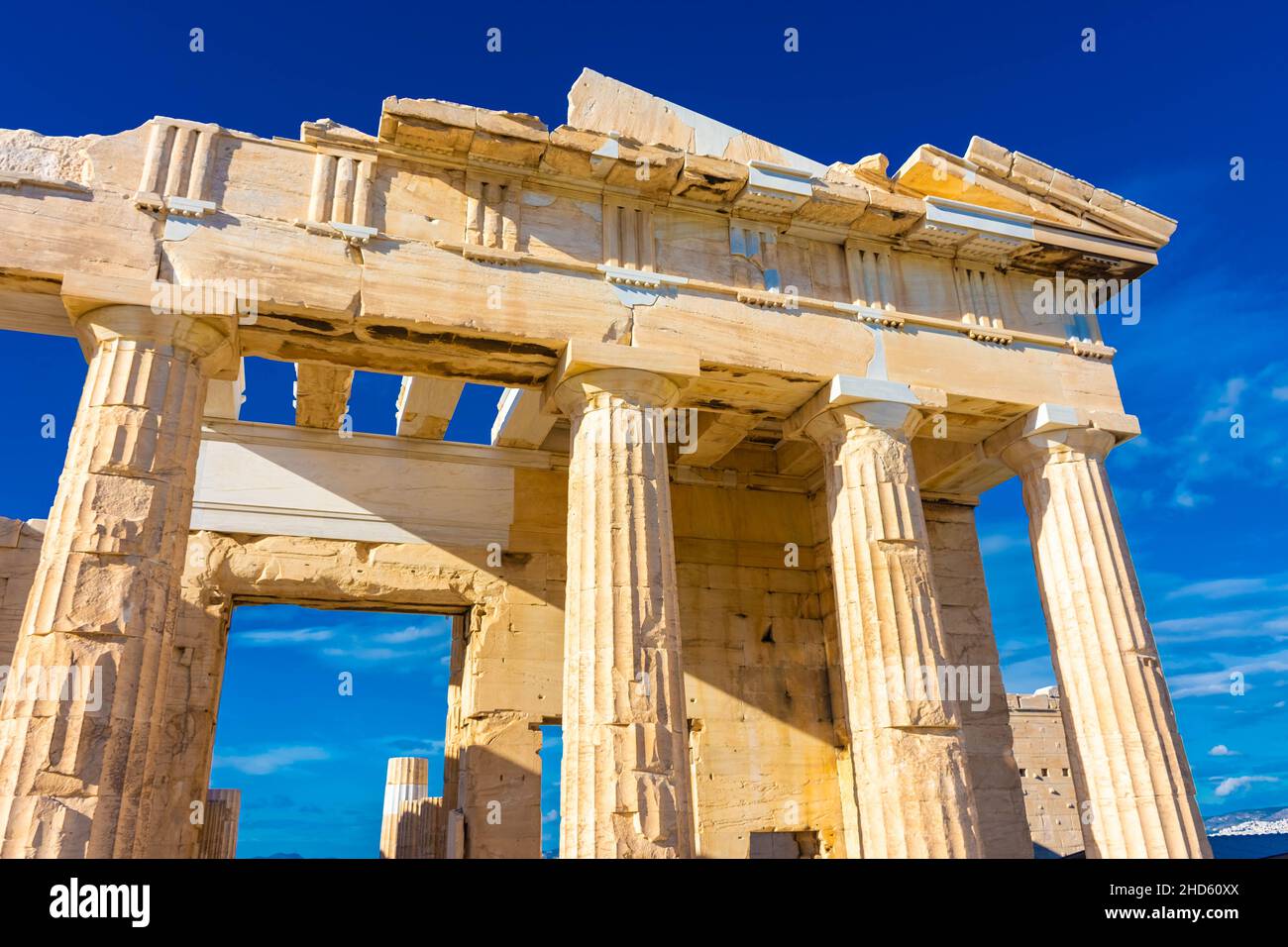 The Propylaia, the entrance gate of Acropolis, Athens, Greece Stock ...