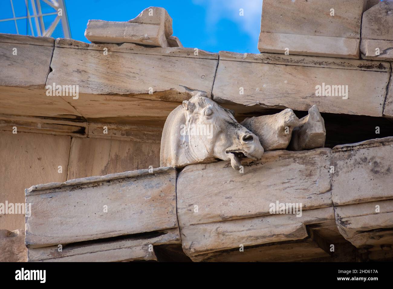 Detail of the roof of the Parthenon, Acropolis of Athens, Greece Stock ...
