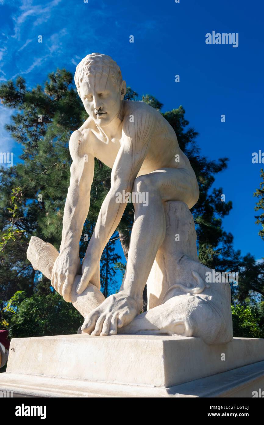 Greek statue of a fighter in Athens, Greece Stock Photo - Alamy