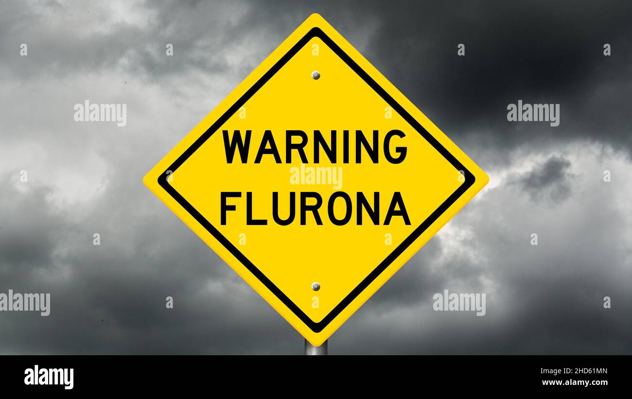 Rendered warning sign for FLURONA Stock Photo - Alamy