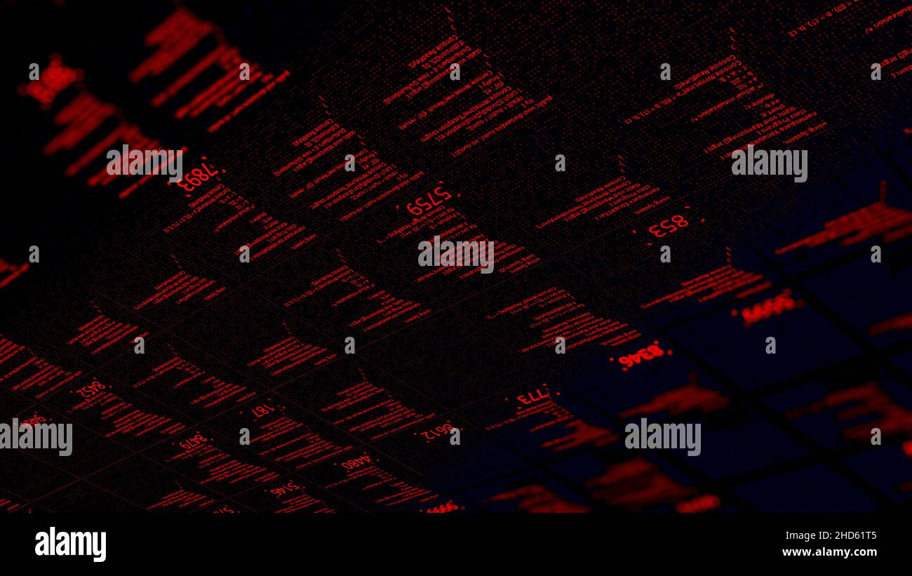 Digital background with code information and numbers flowing diagonally ...