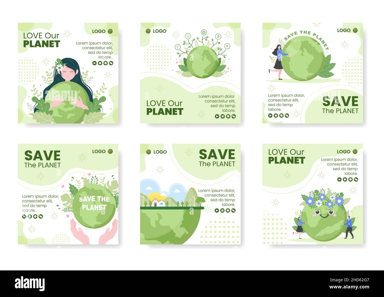 Save Planet Earth Post Template Flat Design Environment With Eco ...