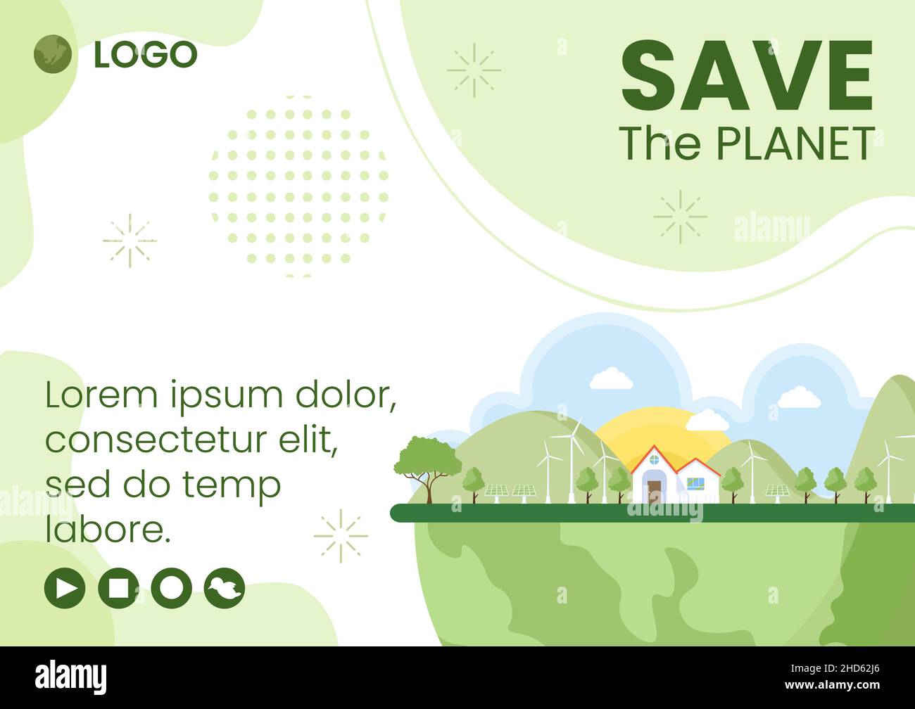 Save Planet Earth Post Template Flat Design Environment With Eco ...
