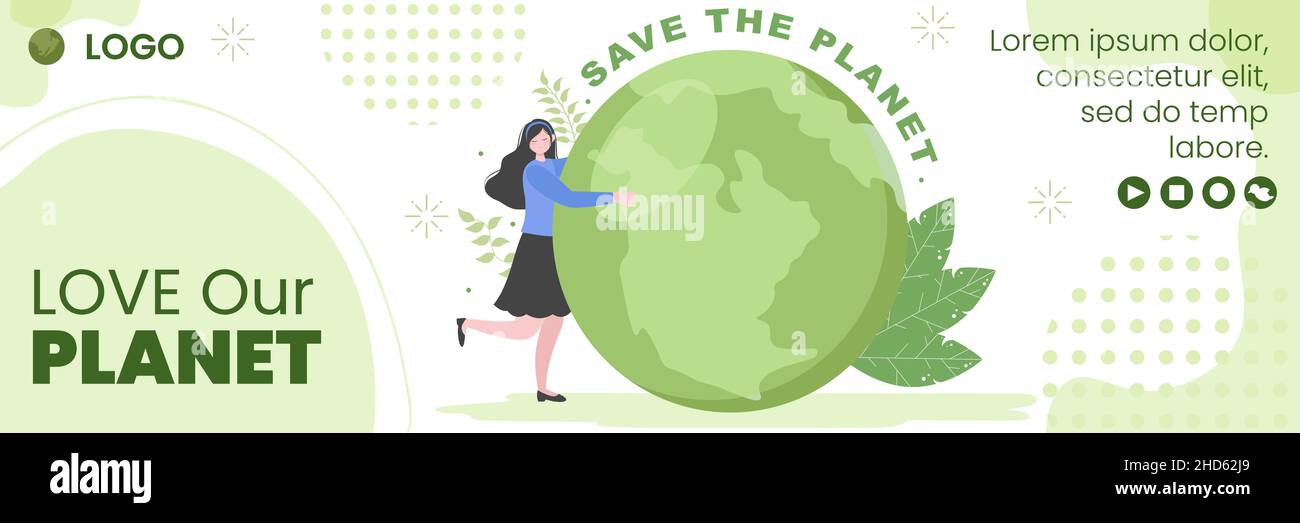 Save Planet Earth Post Template Flat Design Environment With Eco ...