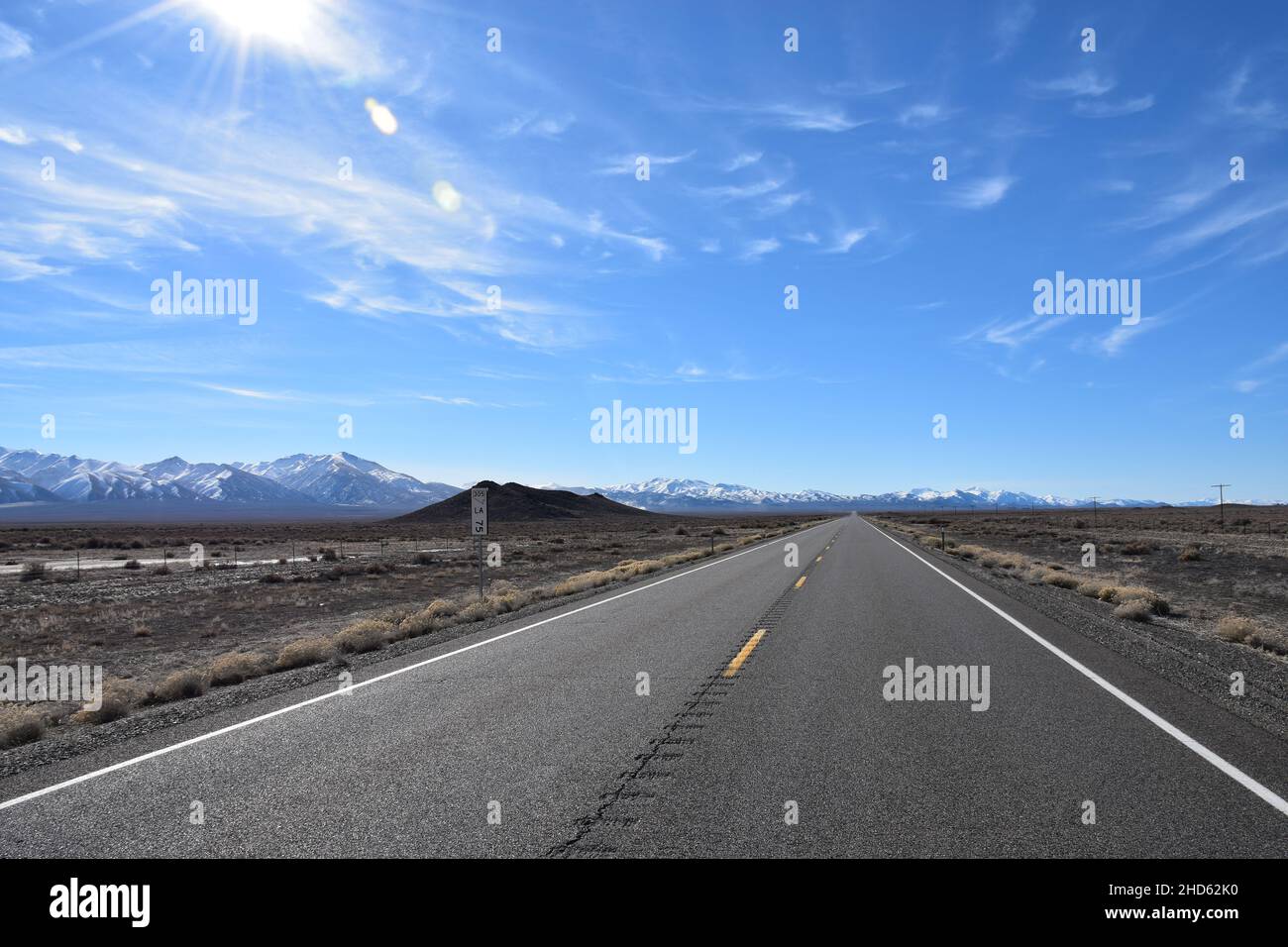 A February morning on route 305 between Battle Mountain and Austin ...