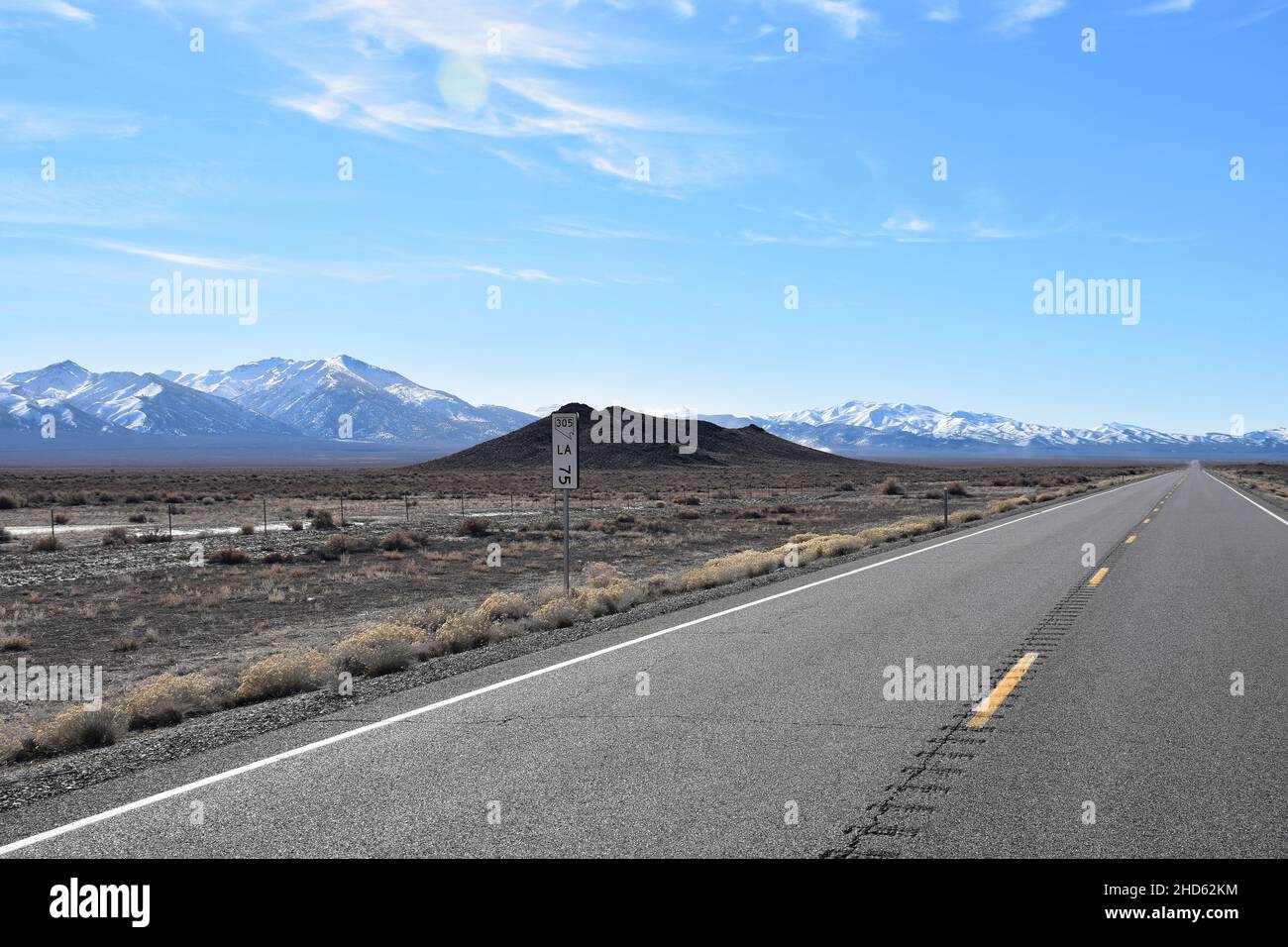 A February morning on route 305 between Battle Mountain and Austin ...