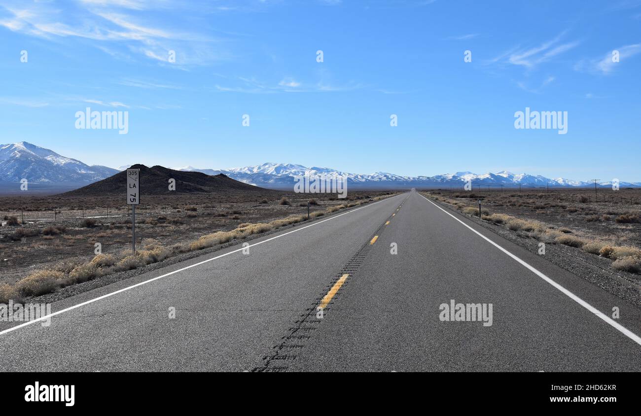 A February morning on route 305 between Battle Mountain and Austin ...