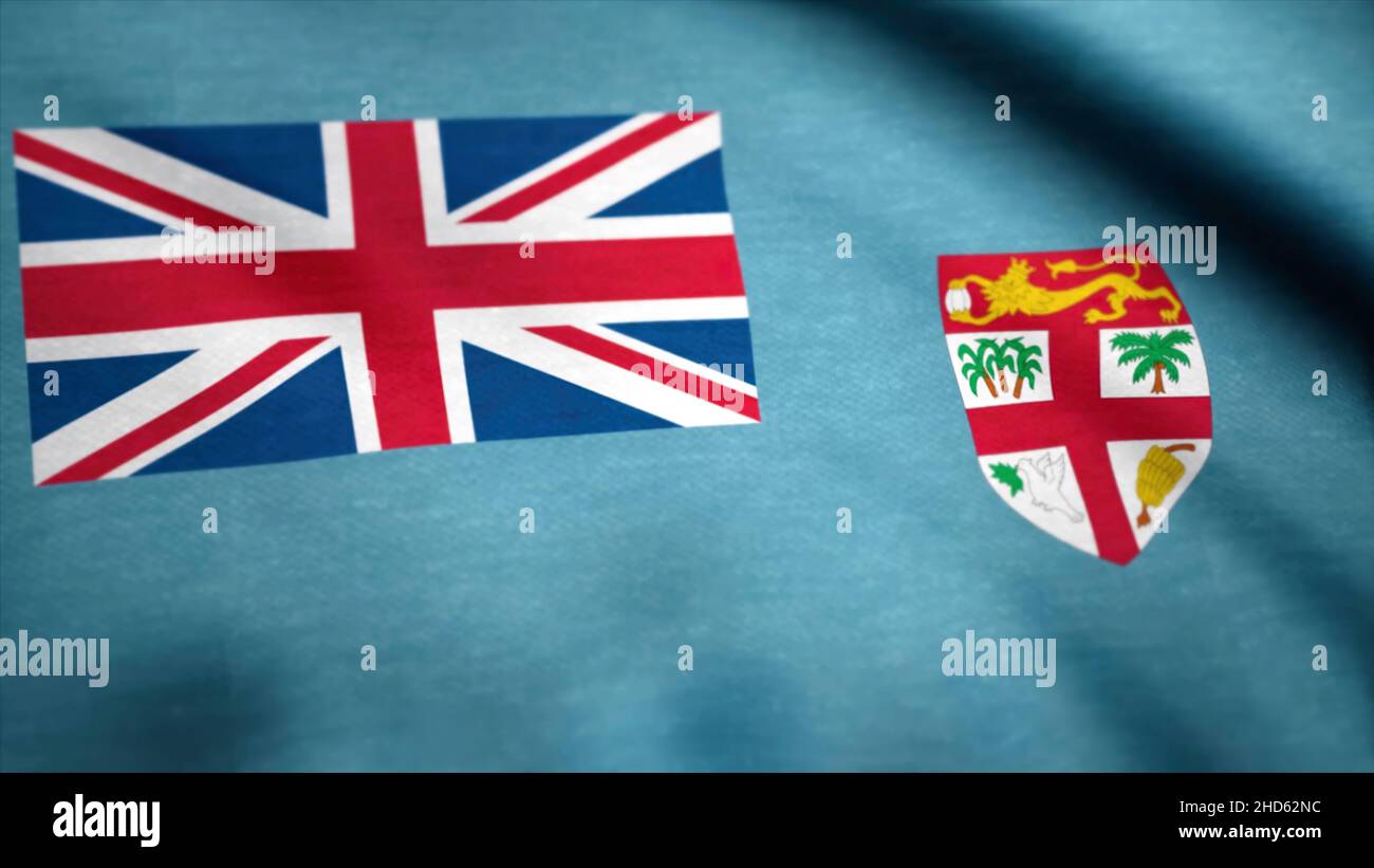 Fiji Flag in Slow Motion Classic Flag Smooth blowing in the wind on a ...
