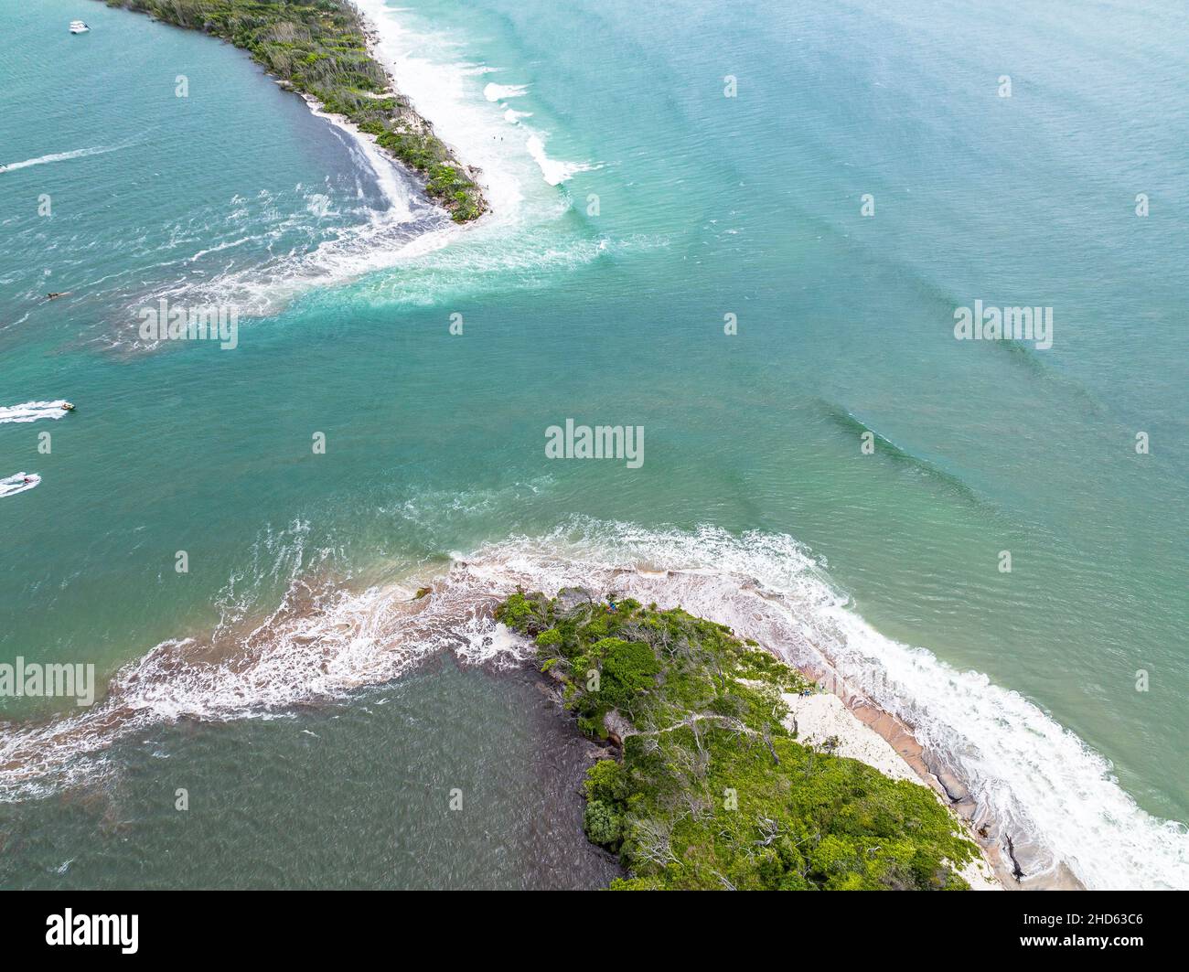 Bribie Island divided in two by huge king tide in combination with ex ...