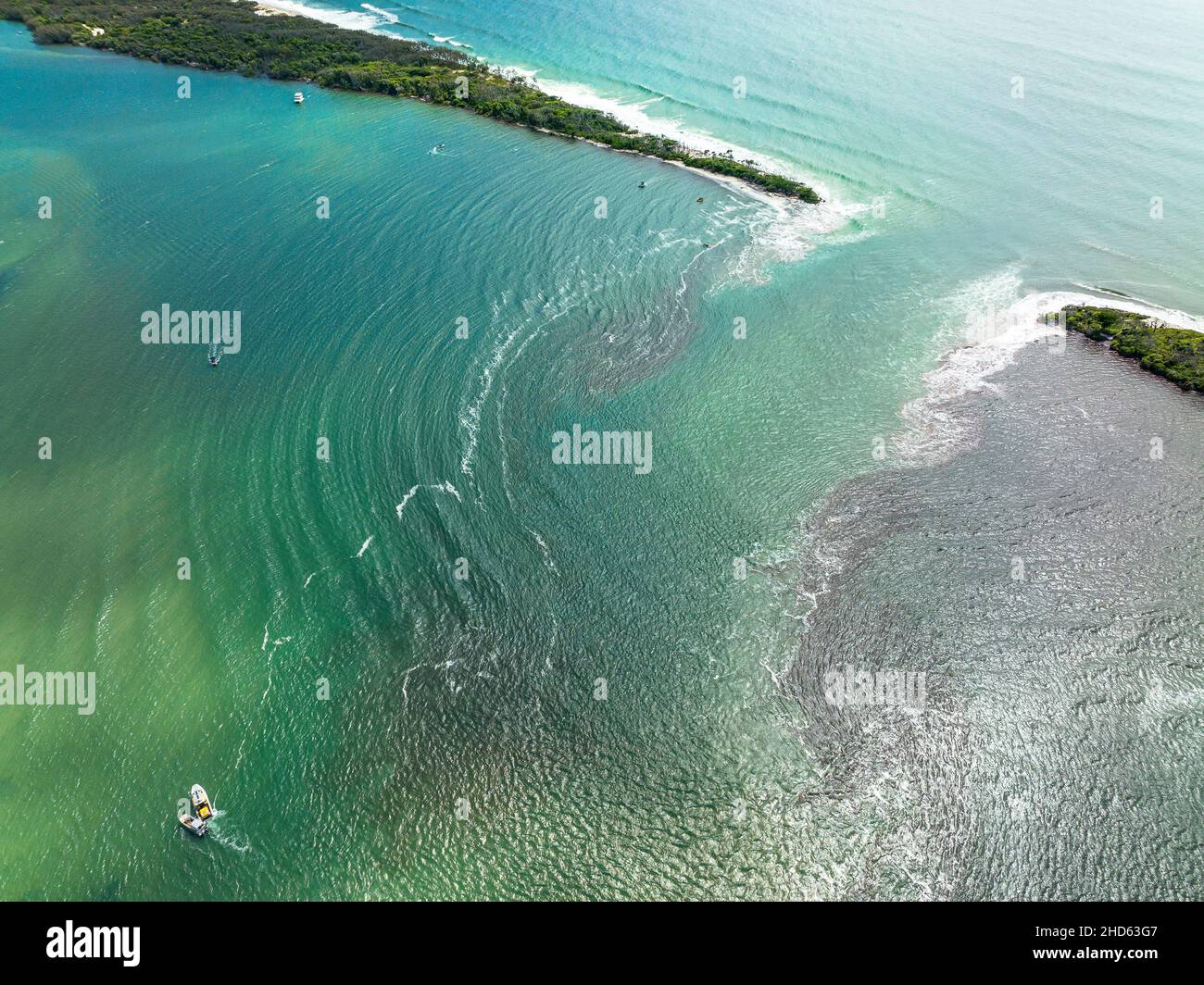 Bribie Island divided in two by huge king tide in combination with ex ...