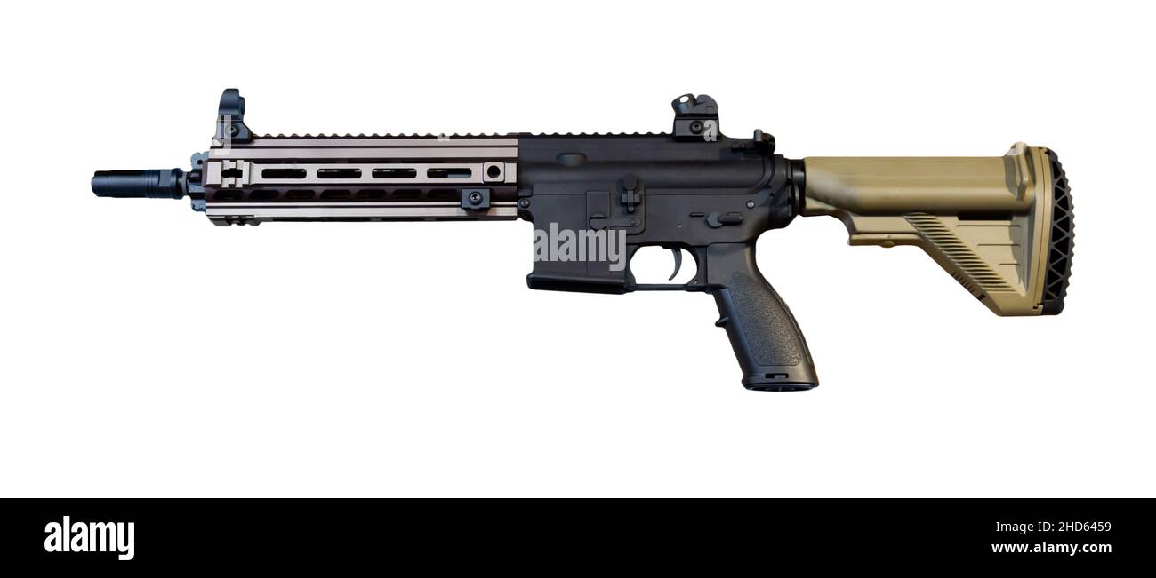 Assault rifle isolated over white background Stock Photo - Alamy