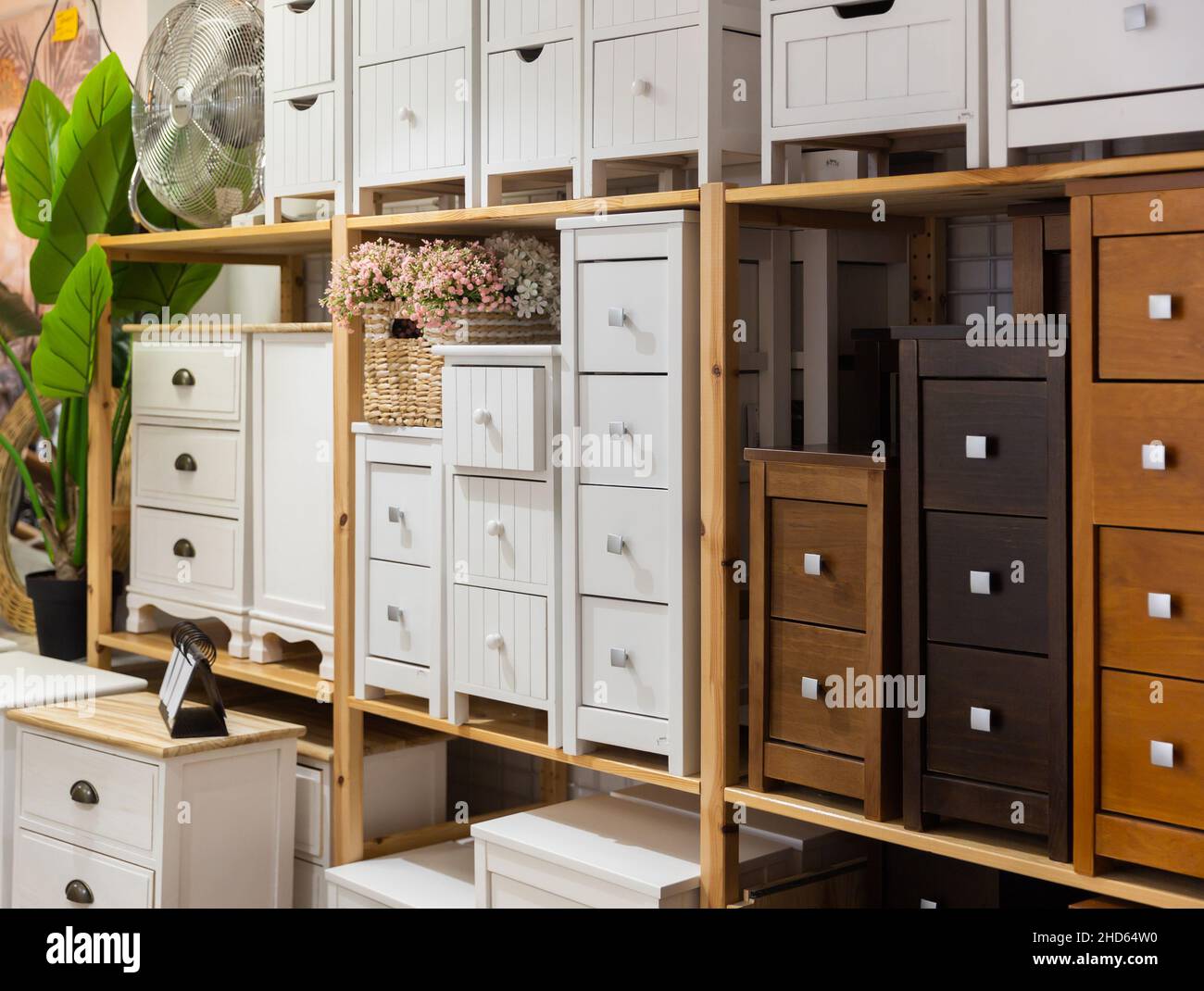 Supermarket of household goods - original dressing tables on shelves ...