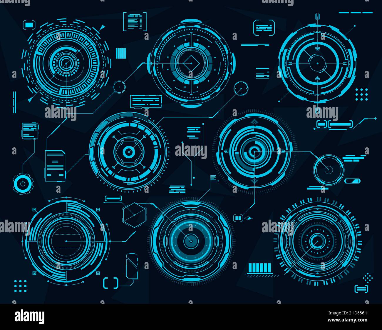 HUD futuristic circular interface. Visual data vector graphs, Sci Fi web panels, technology. HUD ...