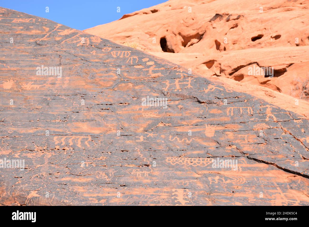 Ancient, 2,000 year old petroglyphs on the Petroglyph Canyon Trail at ...
