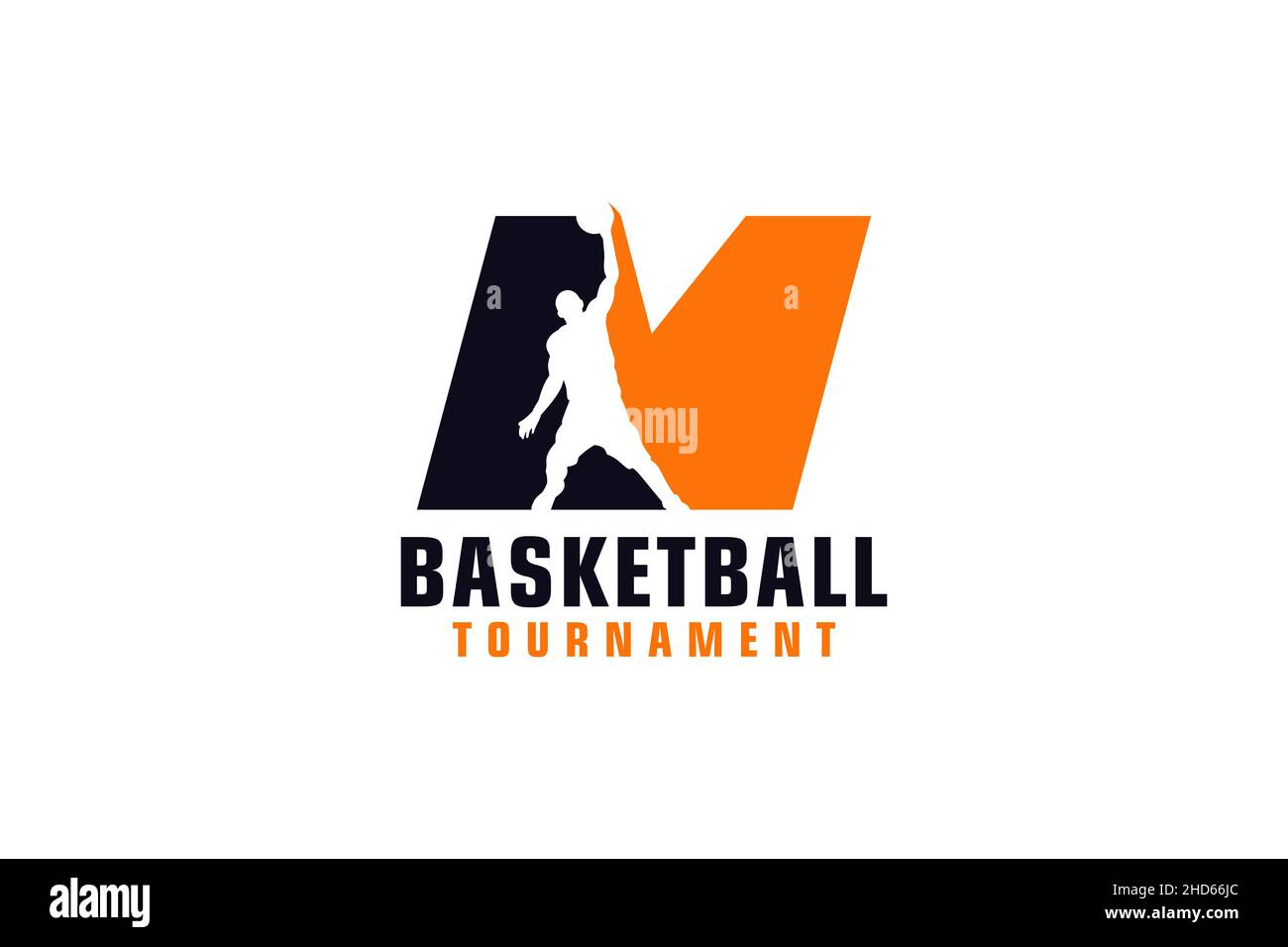 Letter M with Basketball Logo Design. Vector Design Template Elements ...