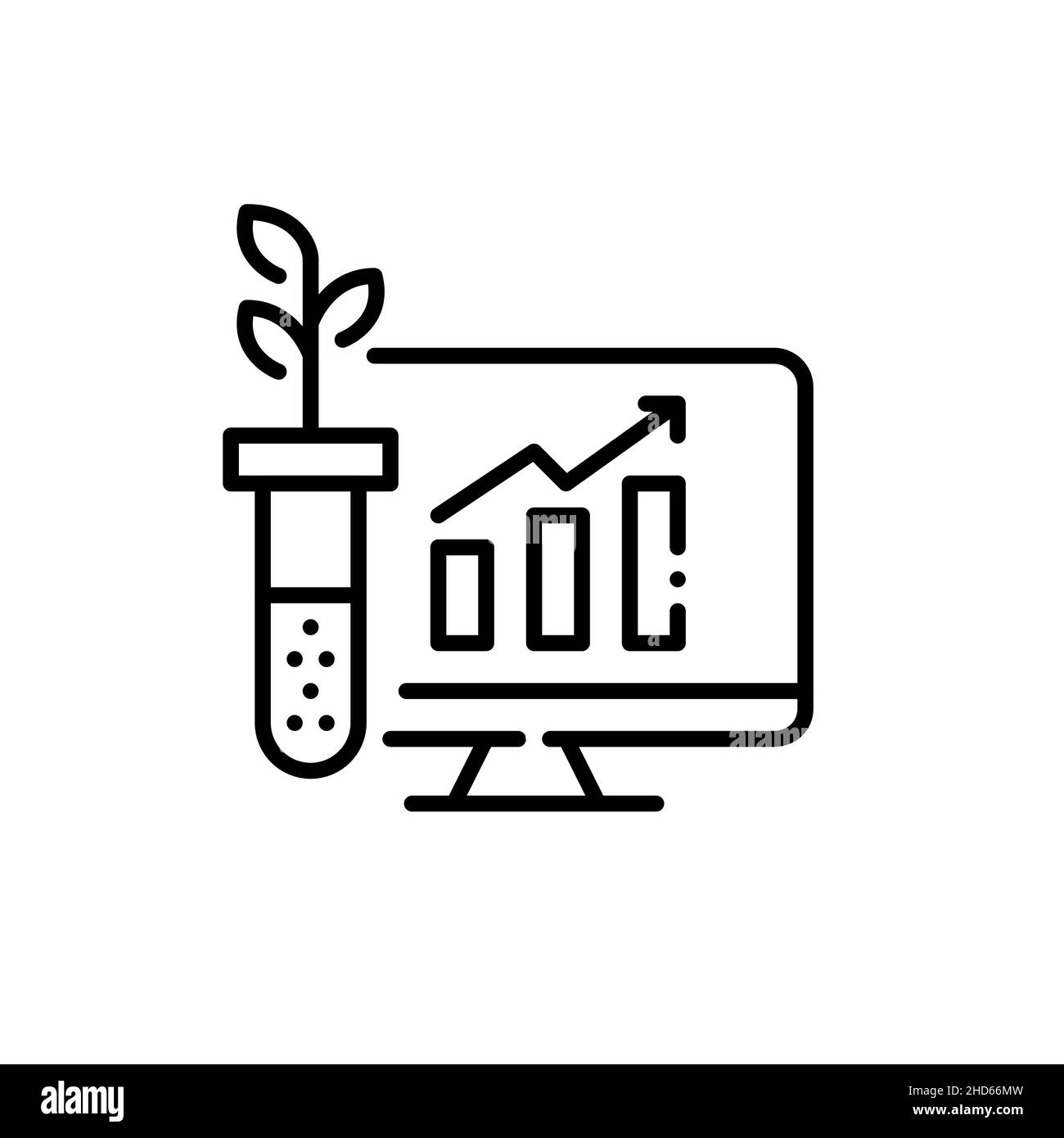 Sample of soil in a tube and infographic on a laptop. Pixel perfect ...