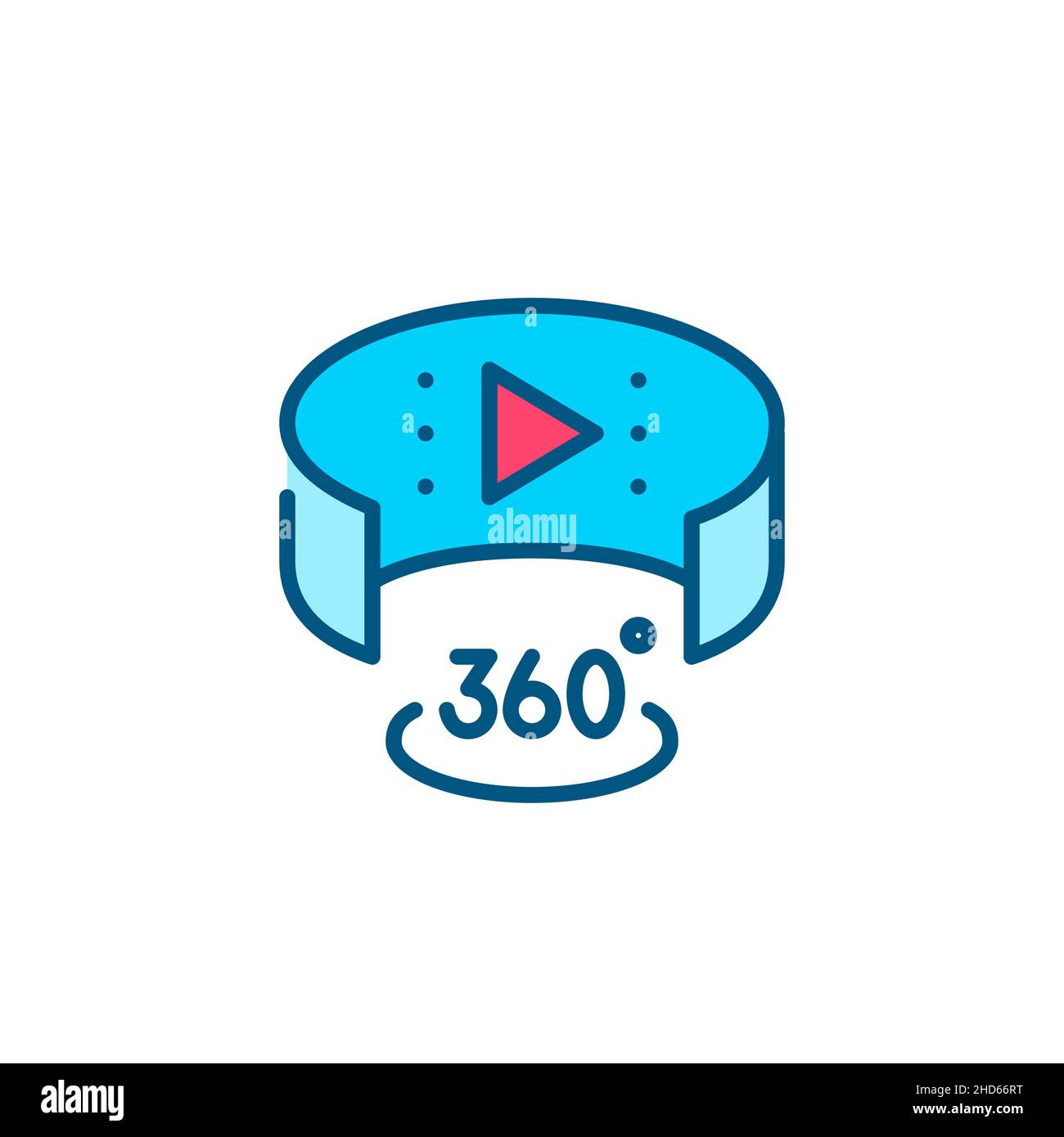 360 degree panoramic video. Pixel perfect, editable stroke color icon ...