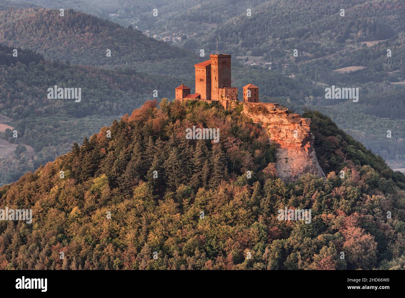Trifels Castle in the Palatinate Forest, located on a ridge, is ...
