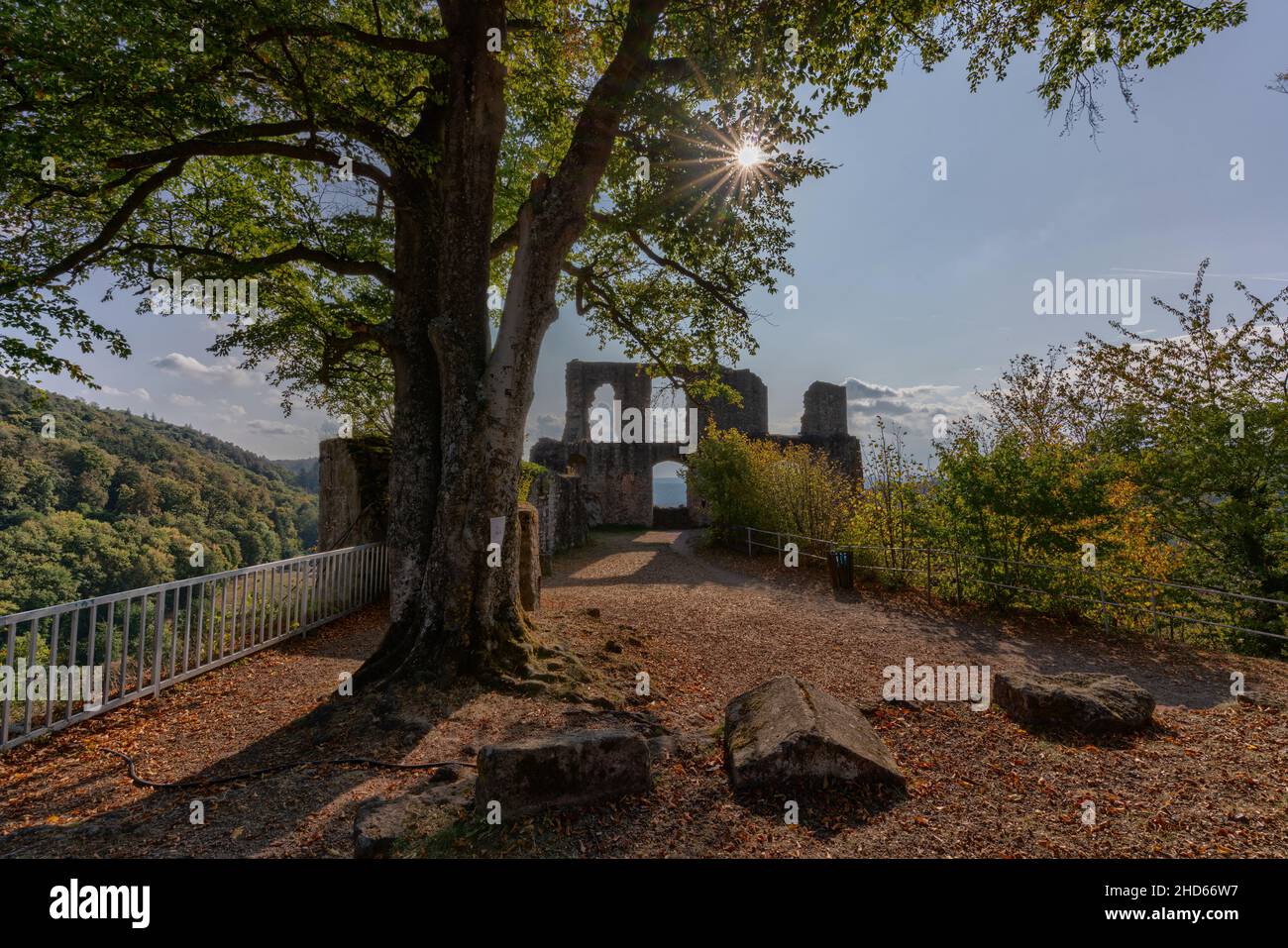 The ruins of Falkenstein Castle in Rhineland-Palatinate, Germany Stock ...