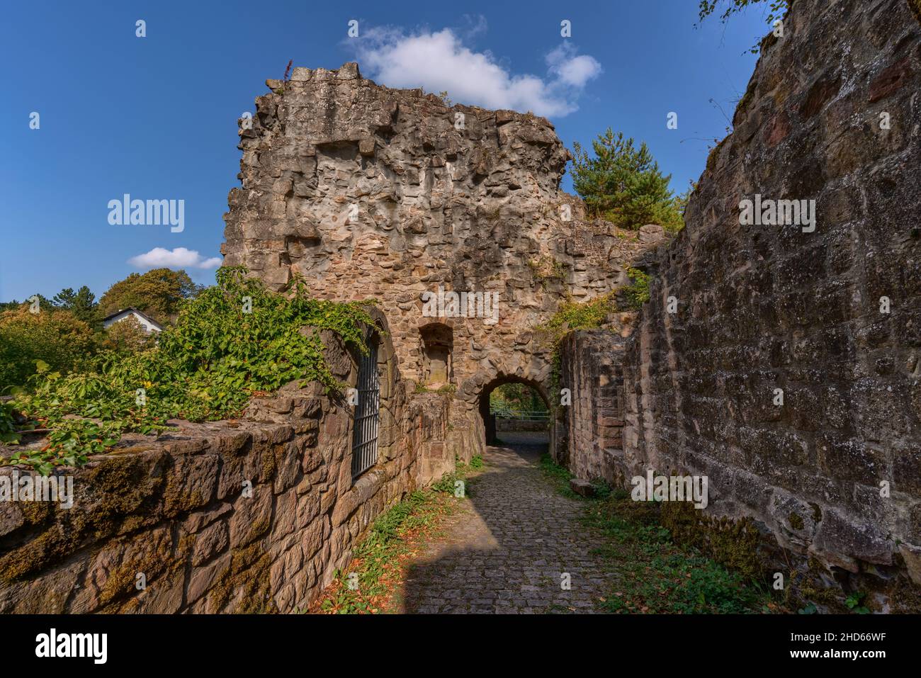The ruins of Falkenstein Castle in Rhineland-Palatinate, Germany Stock ...