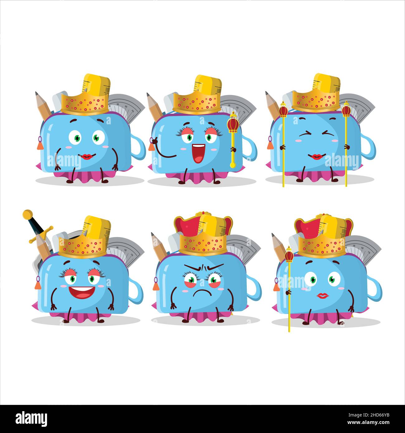 Queen and her magic clothes cartoon of blue pencil case wearing tiara ...