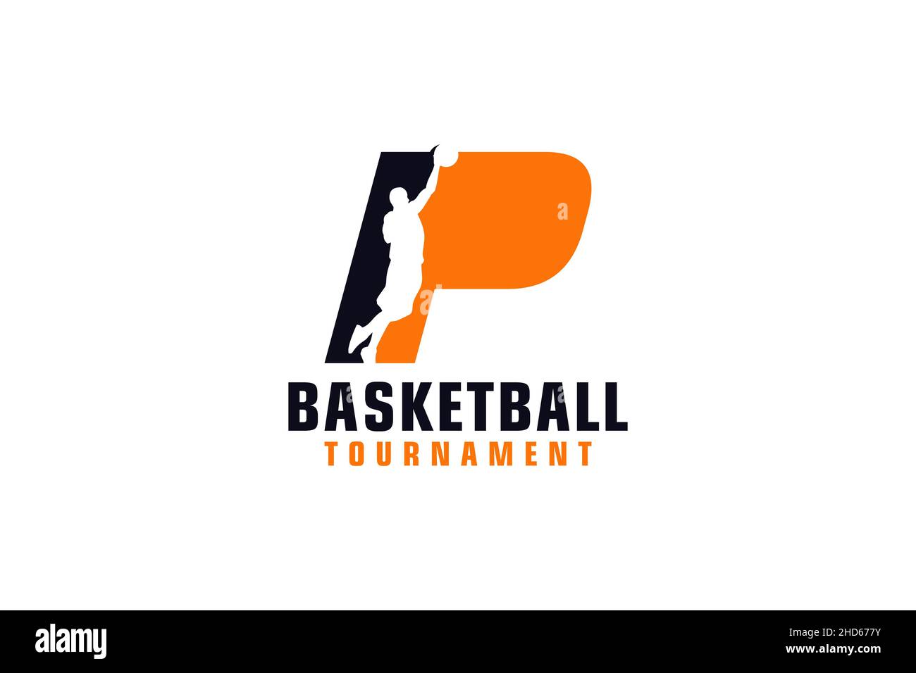 Letter P with Basketball Logo Design. Vector Design Template Elements ...