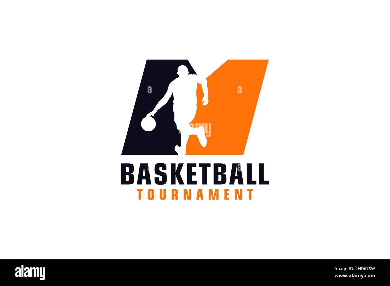 Letter M with Basketball Logo Design. Vector Design Template Elements ...