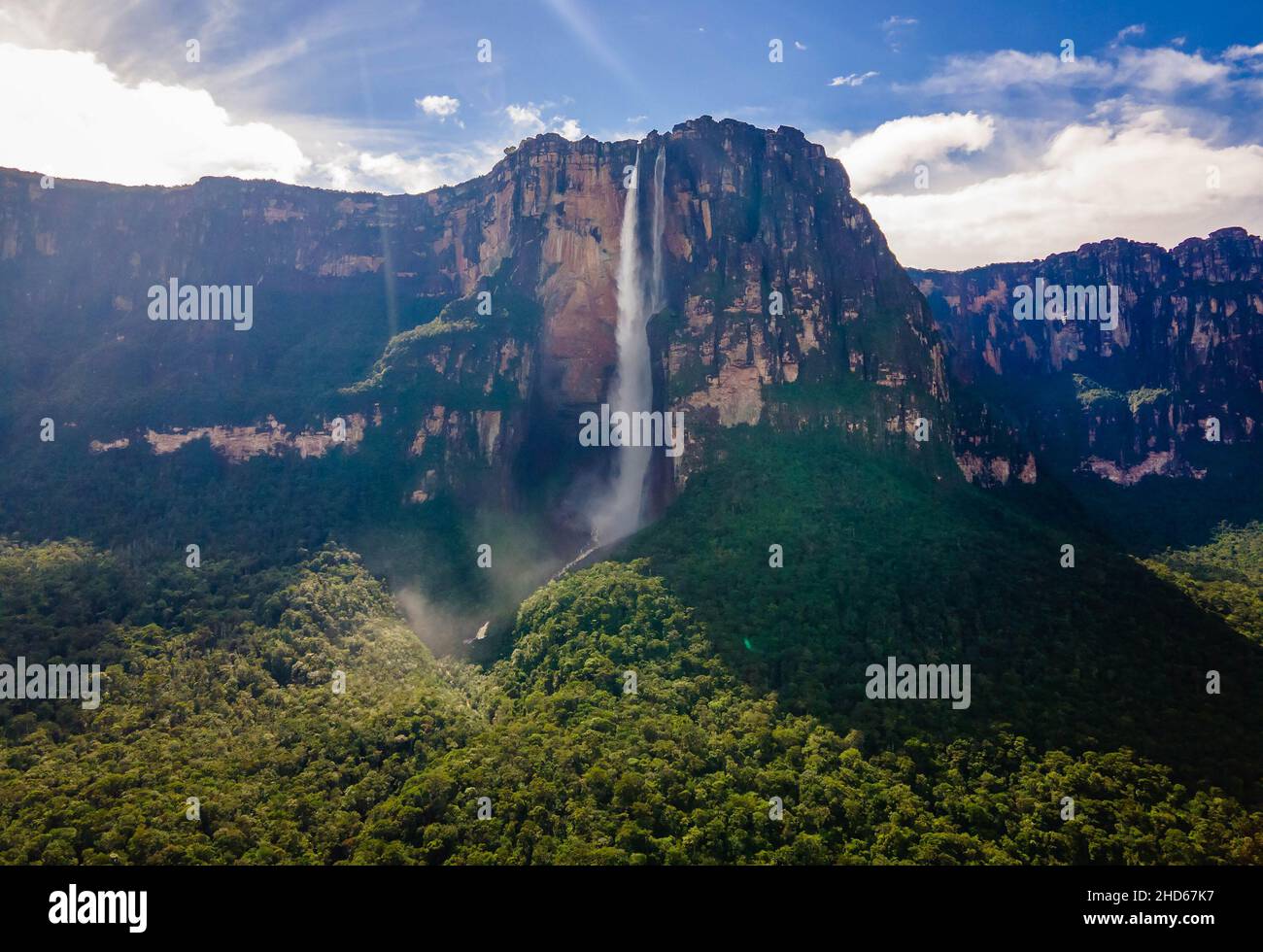 Scenic Aerial view of Angel Fall world's highest waterfall in Venezuela ...