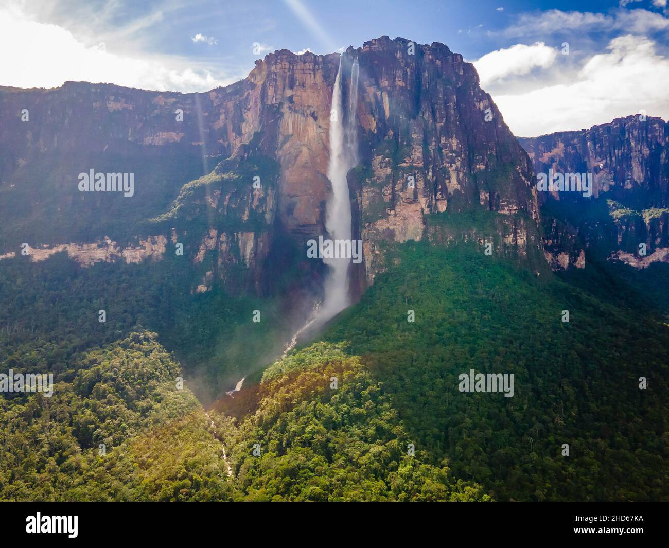 Scenic Aerial view of Angel Fall world's highest waterfall in Venezuela ...