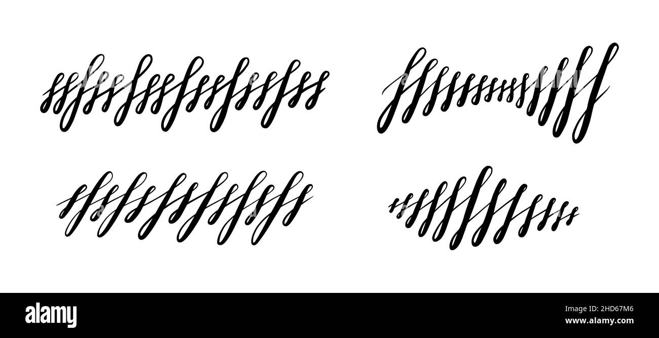 Lettering squiggles and swirls. Set of hand drawn calligraphic swirls ...