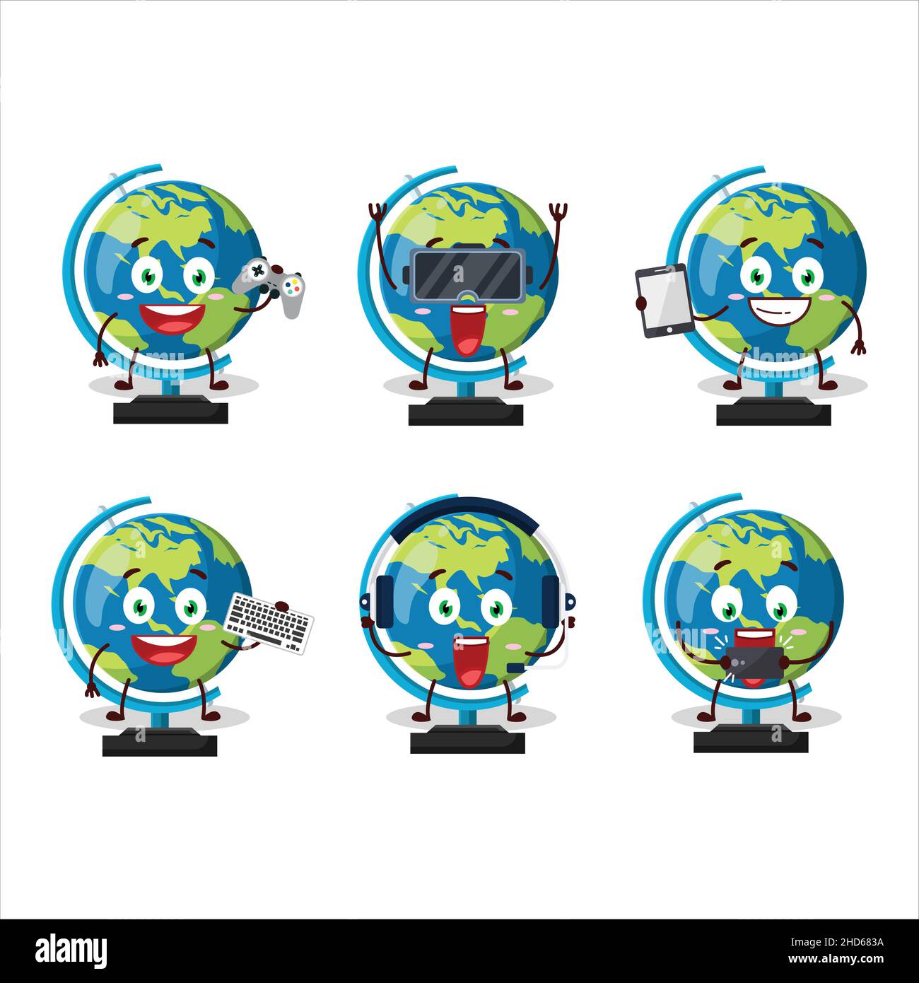 Emoticon with globe ball cartoon character vector vectors Stock Vector ...