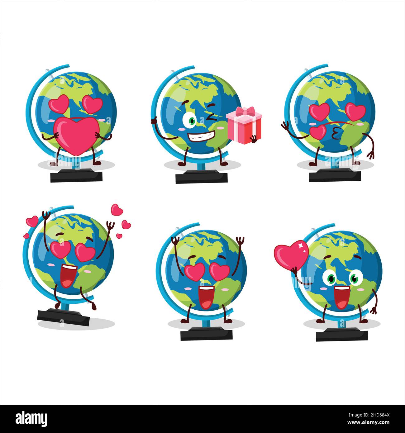 Emoticon with globe ball cartoon character vector vectors Stock Vector ...