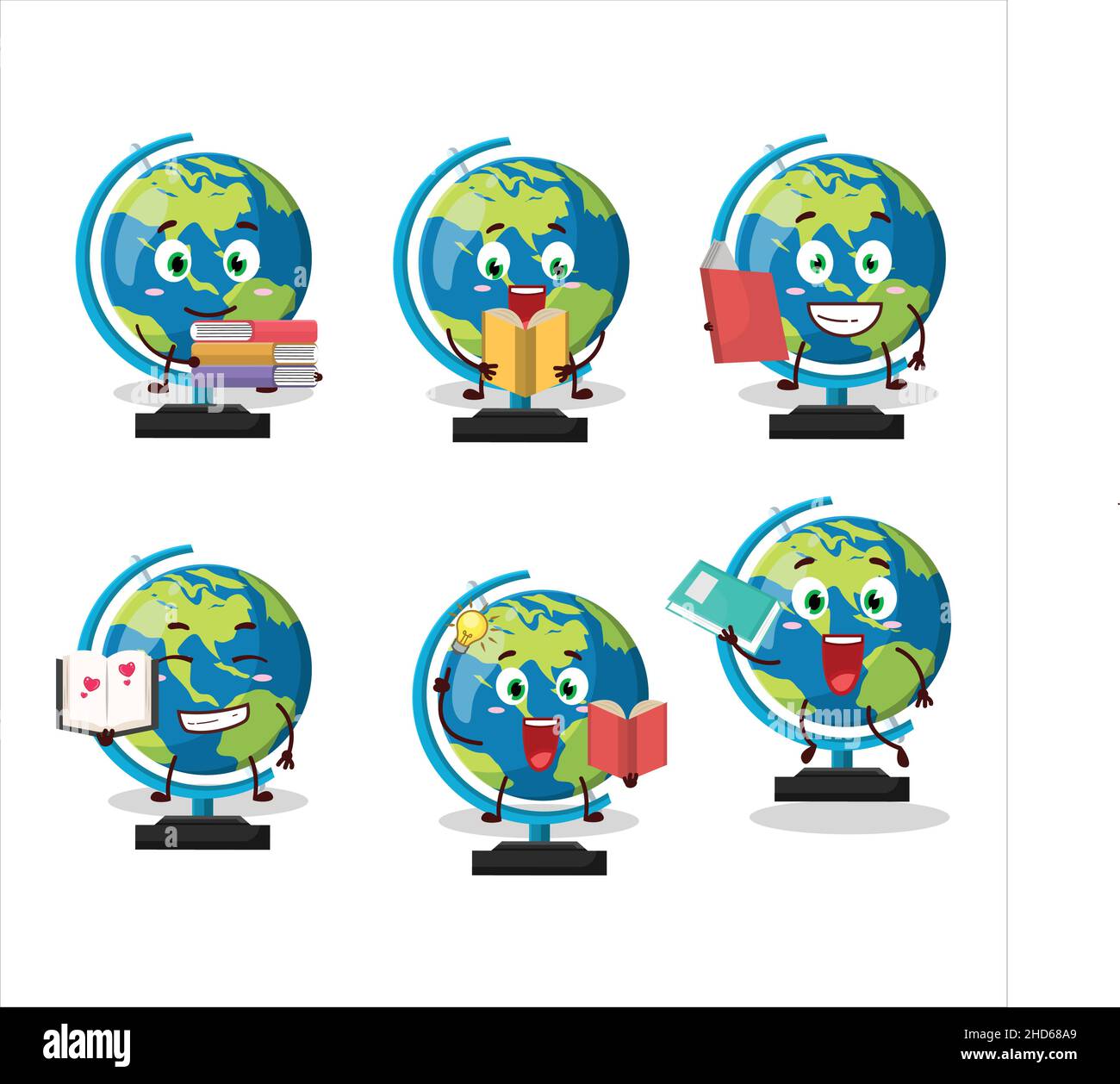 A picture of globe ball cartoon character concept reading an amusing ...