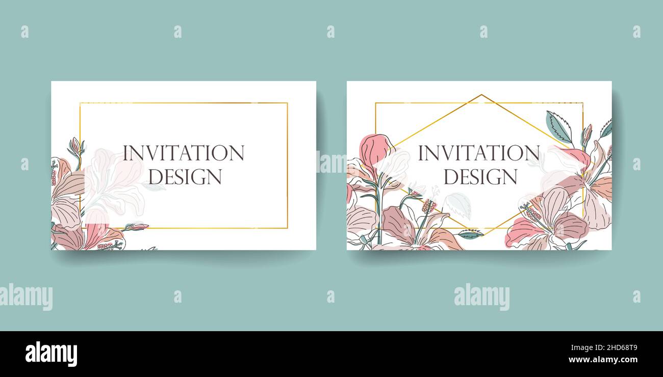 Set of two horizontal invitation card templates Stock Vector Image ...